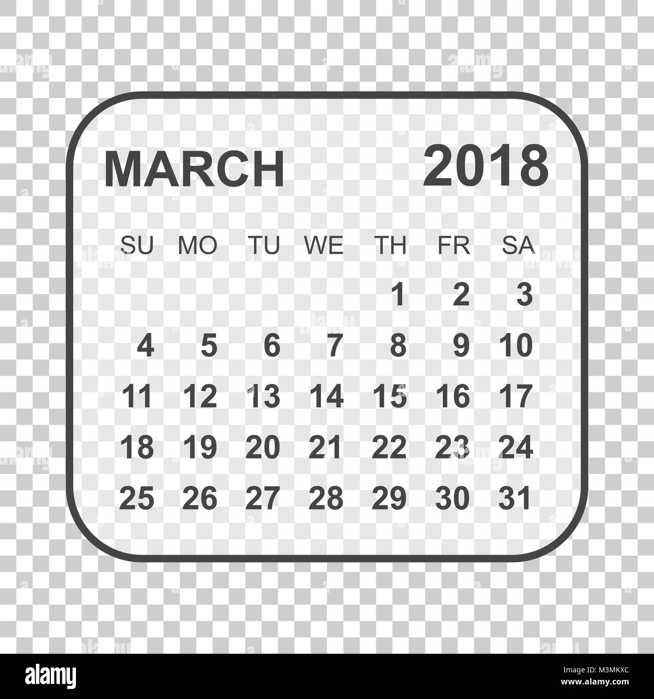 March 2018 calendar. Calendar planner design template. Week starts on ...