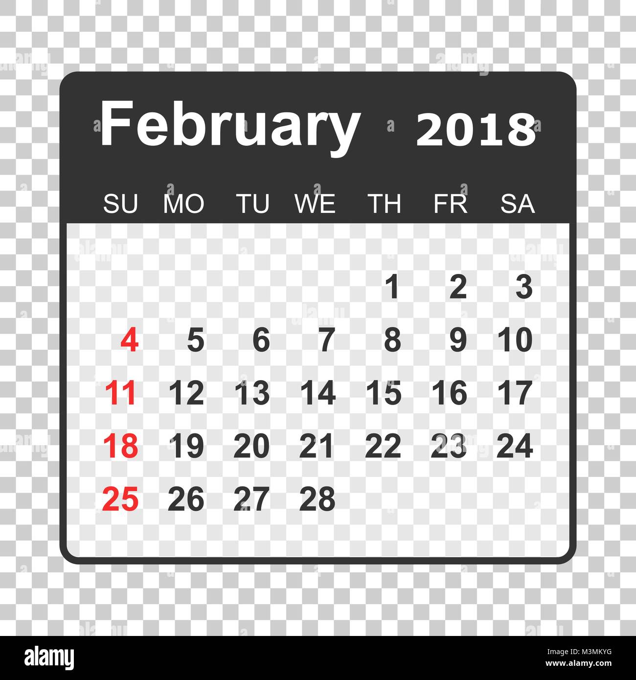 February 2018 calendar. Calendar planner design template. Week starts ...