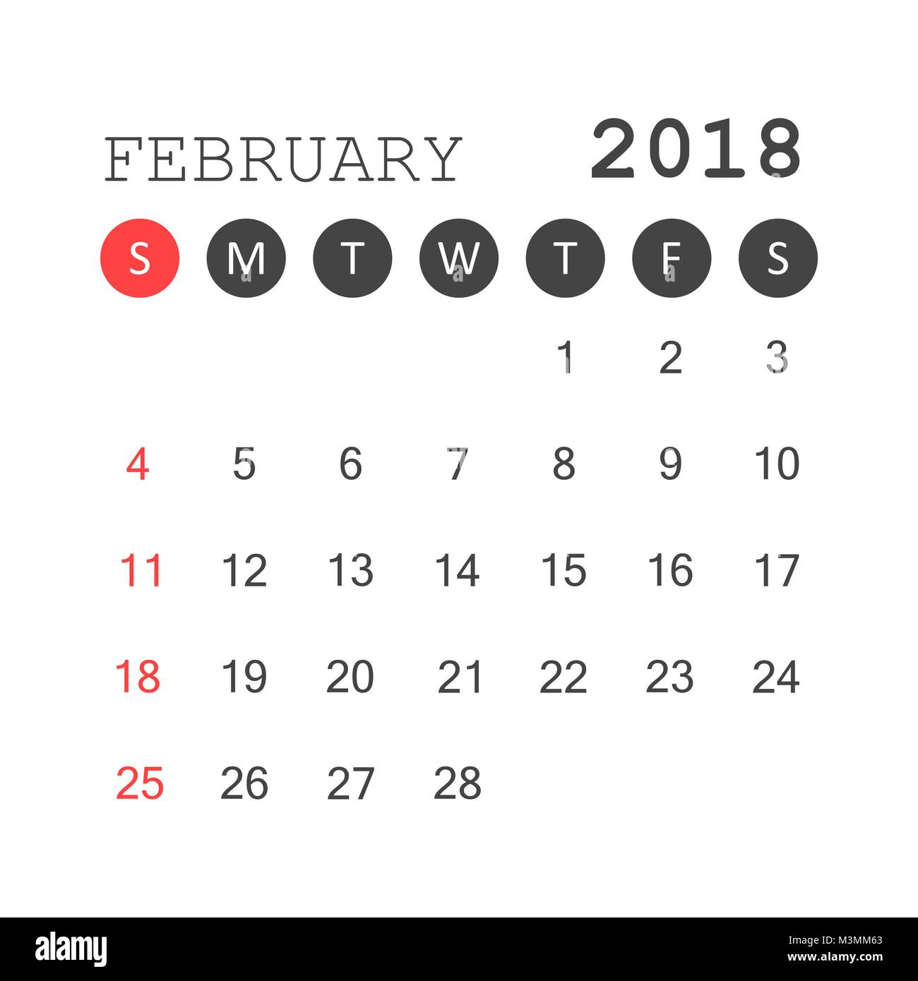 February 2018 calendar. Calendar planner design template. Week starts ...