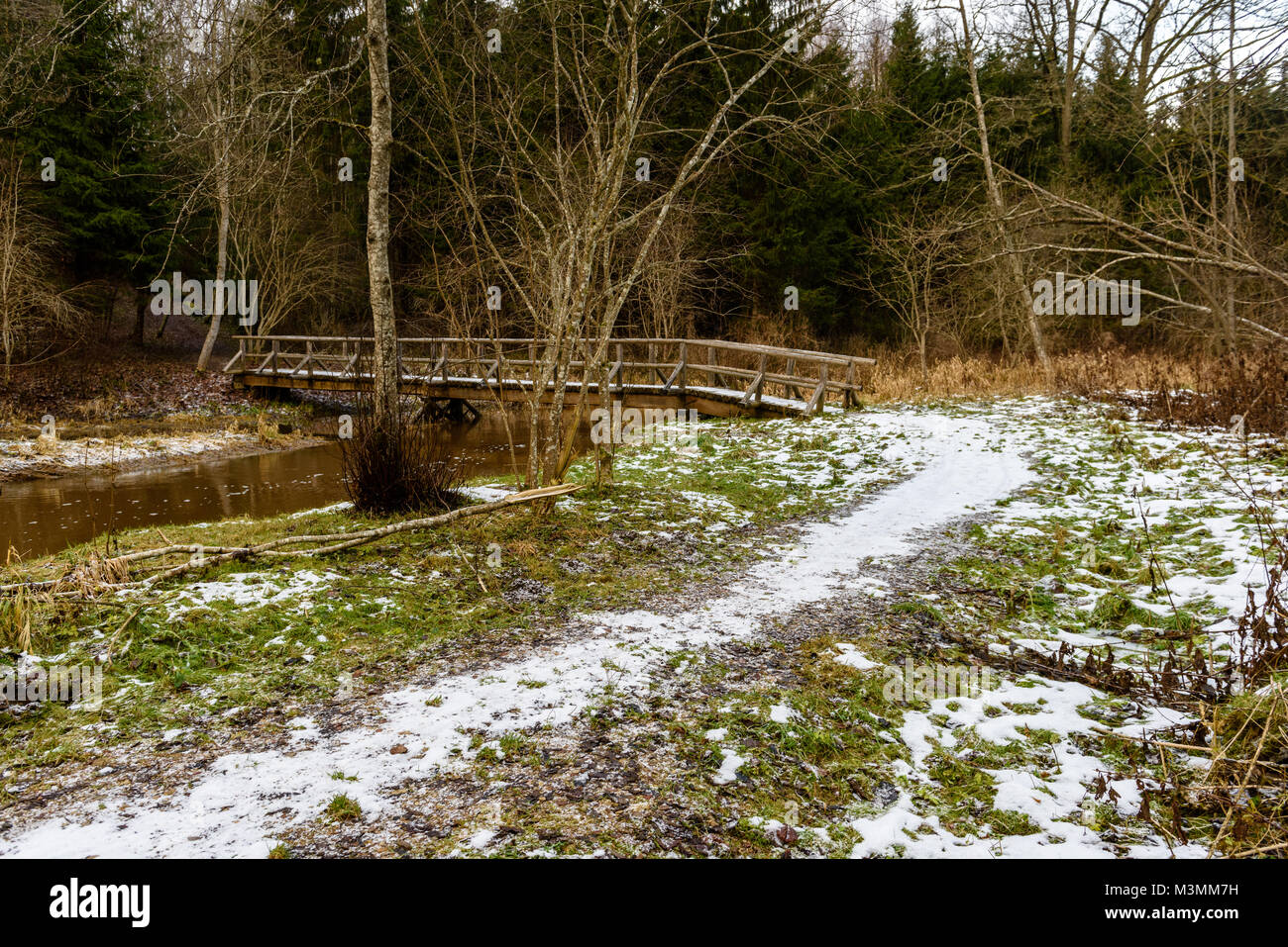 frozen country side by the forest covered with snow Stock Photo - Alamy