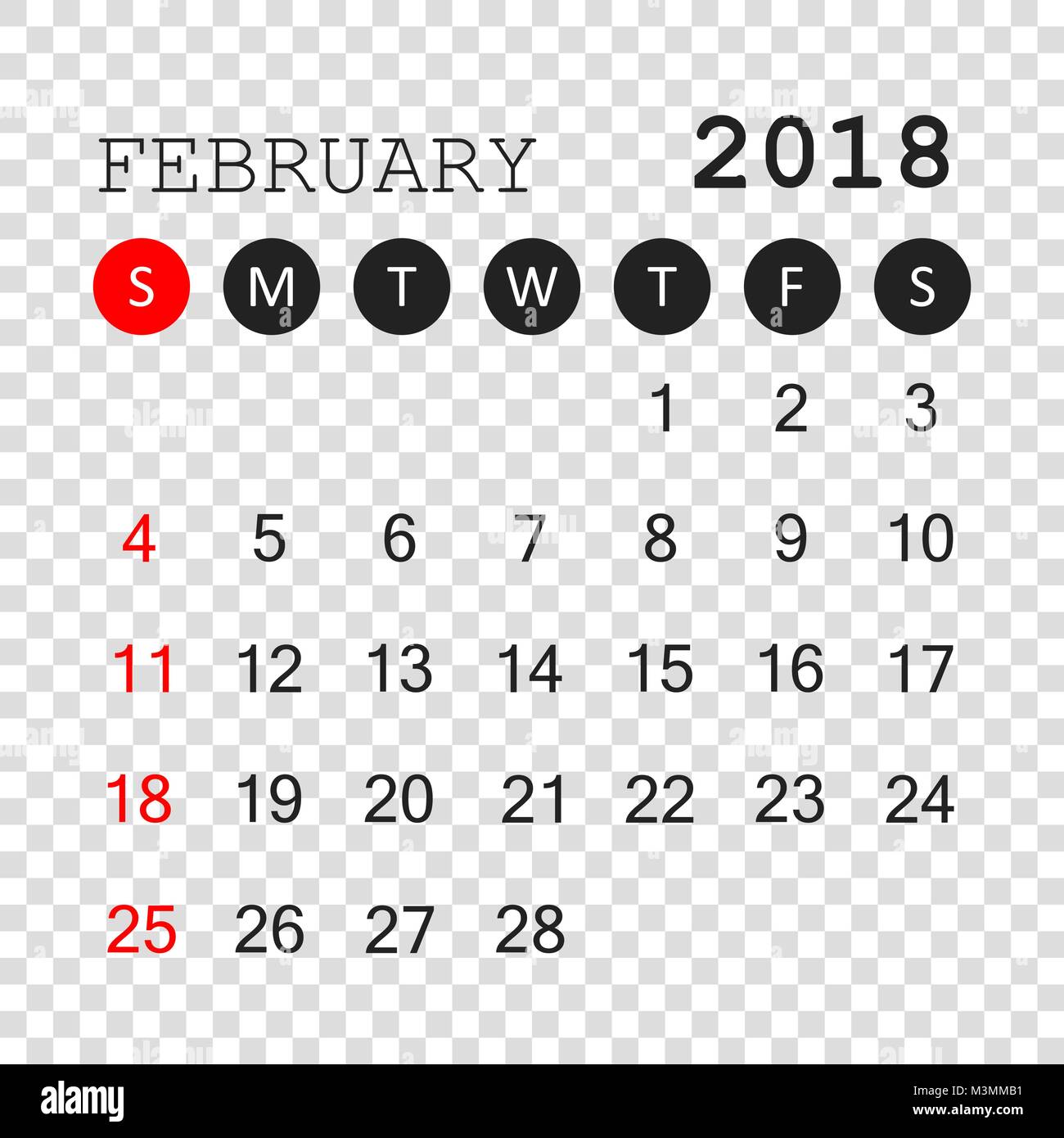 February 2018 calendar. Calendar planner design template. Week starts ...