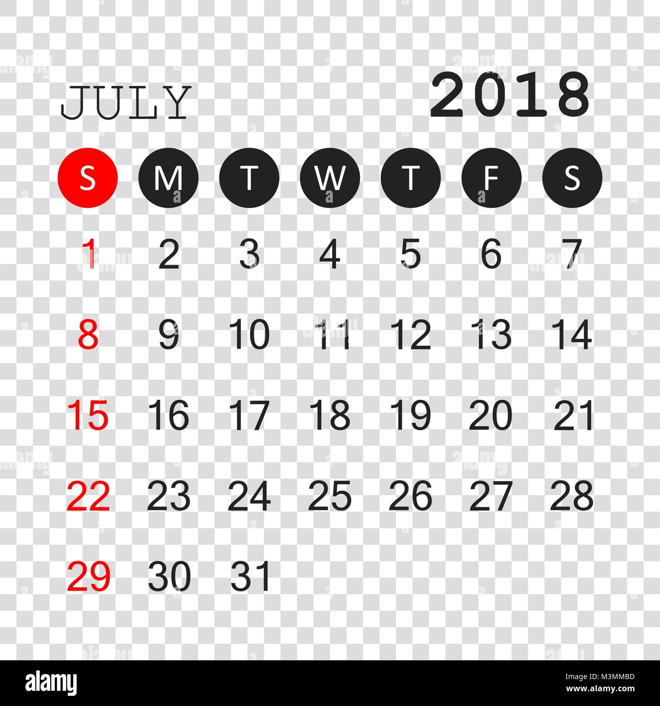 July 2018 calendar. Calendar planner design template. Week starts on ...
