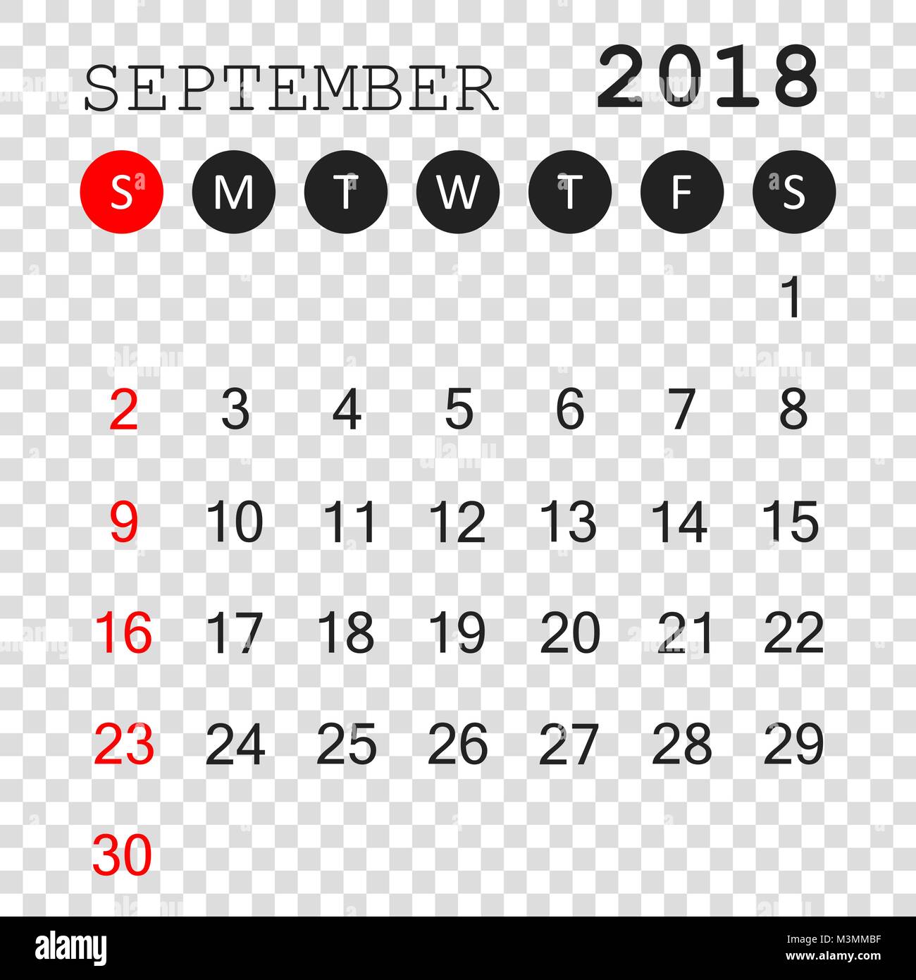September 2018 calendar. Calendar planner design template. Week starts ...