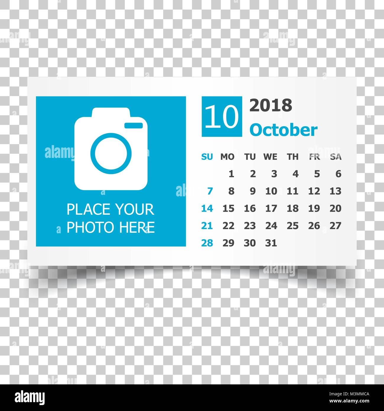 October 2018 calendar. Calendar planner design template with place for ...