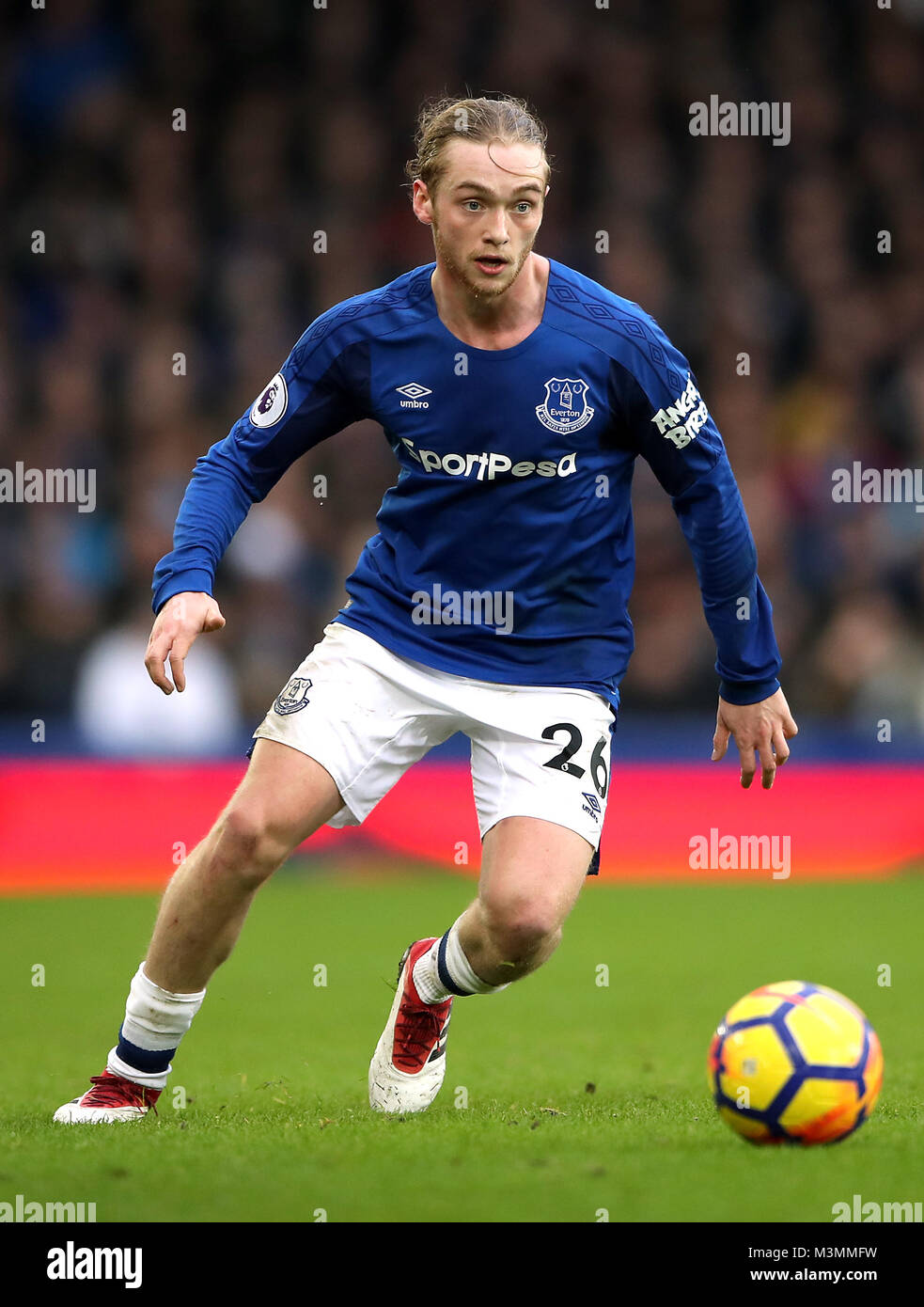 Everton's Tom Davies during the Premier League match at Goodison Park ...