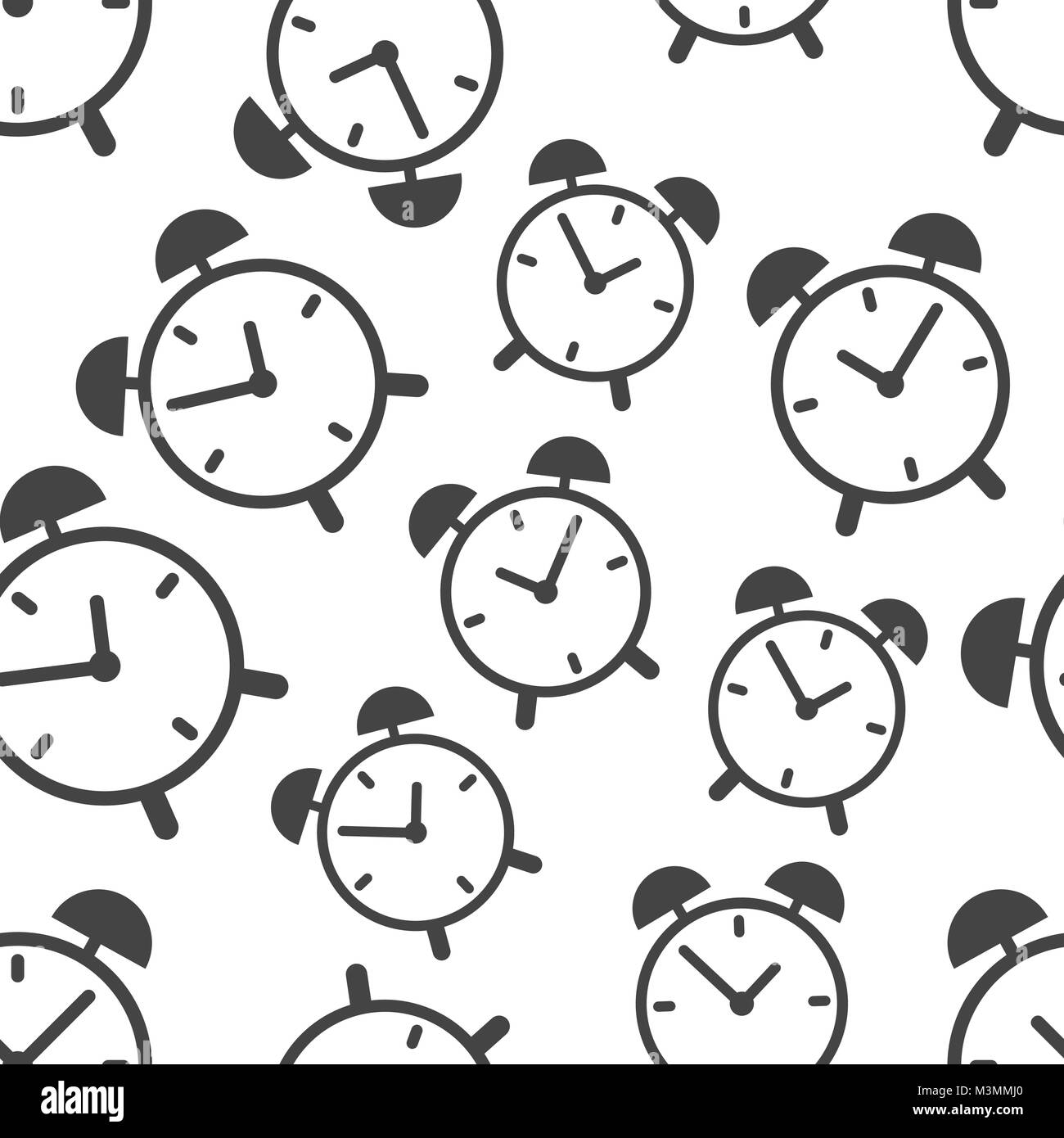 Alarm clock seamless pattern background icon. Business flat vector ...