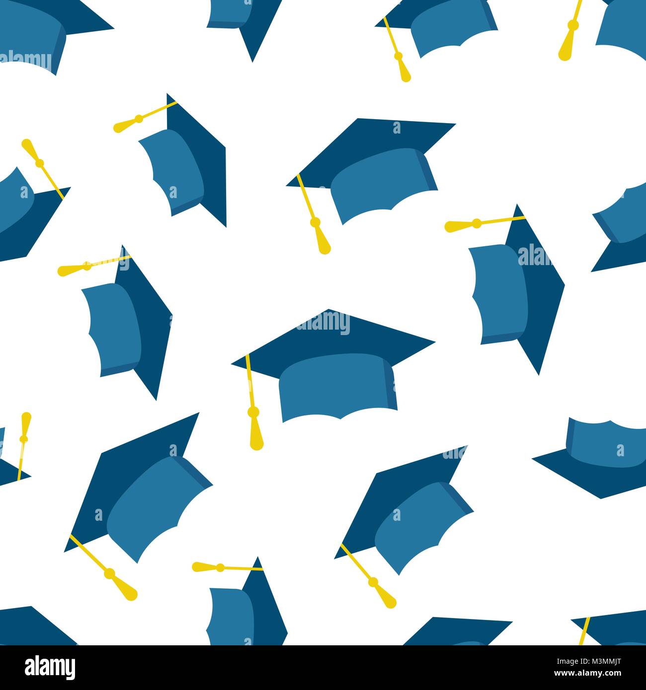 Graduation cap seamless pattern background icon. Business flat vector ...
