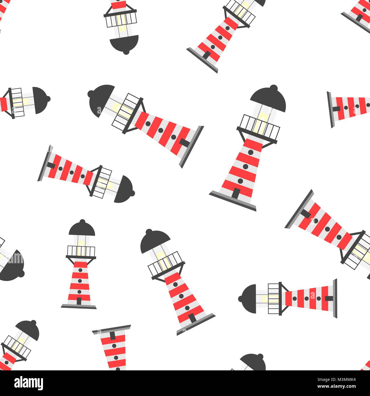 Beacon lighthouse seamless pattern background icon. Business flat ...