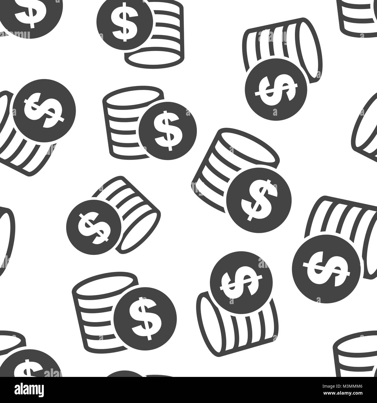 Money coins dollar seamless pattern background icon. Business flat ...
