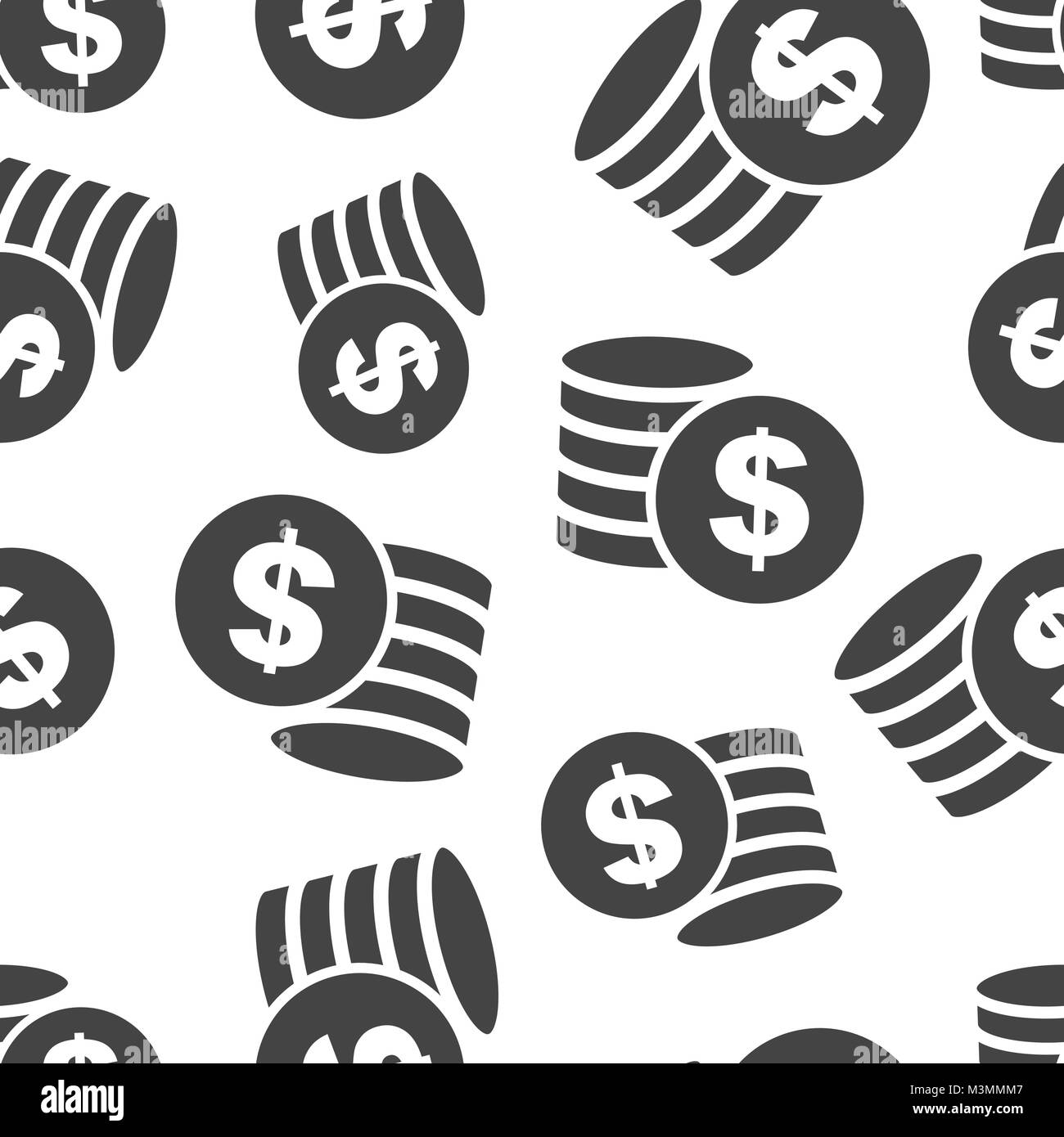 Money coins dollar seamless pattern background icon. Business flat ...