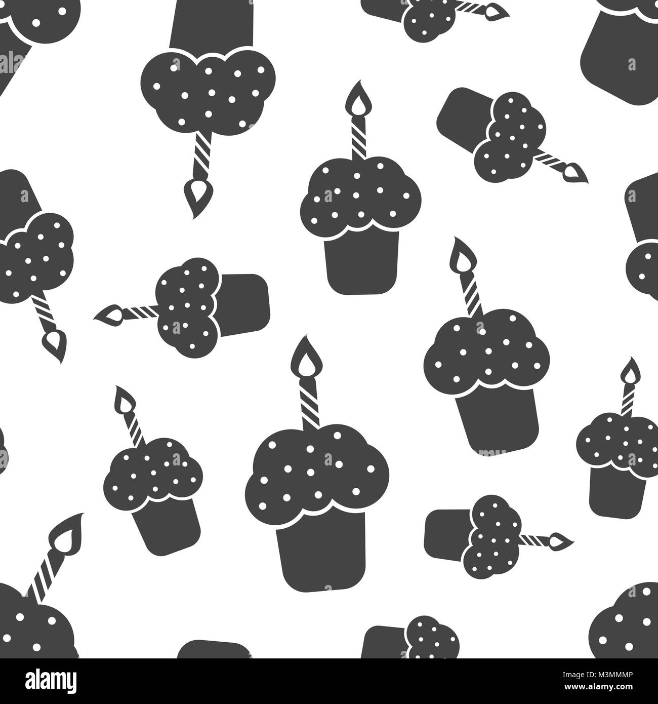 Birthday cake seamless pattern background icon. Business flat vector ...