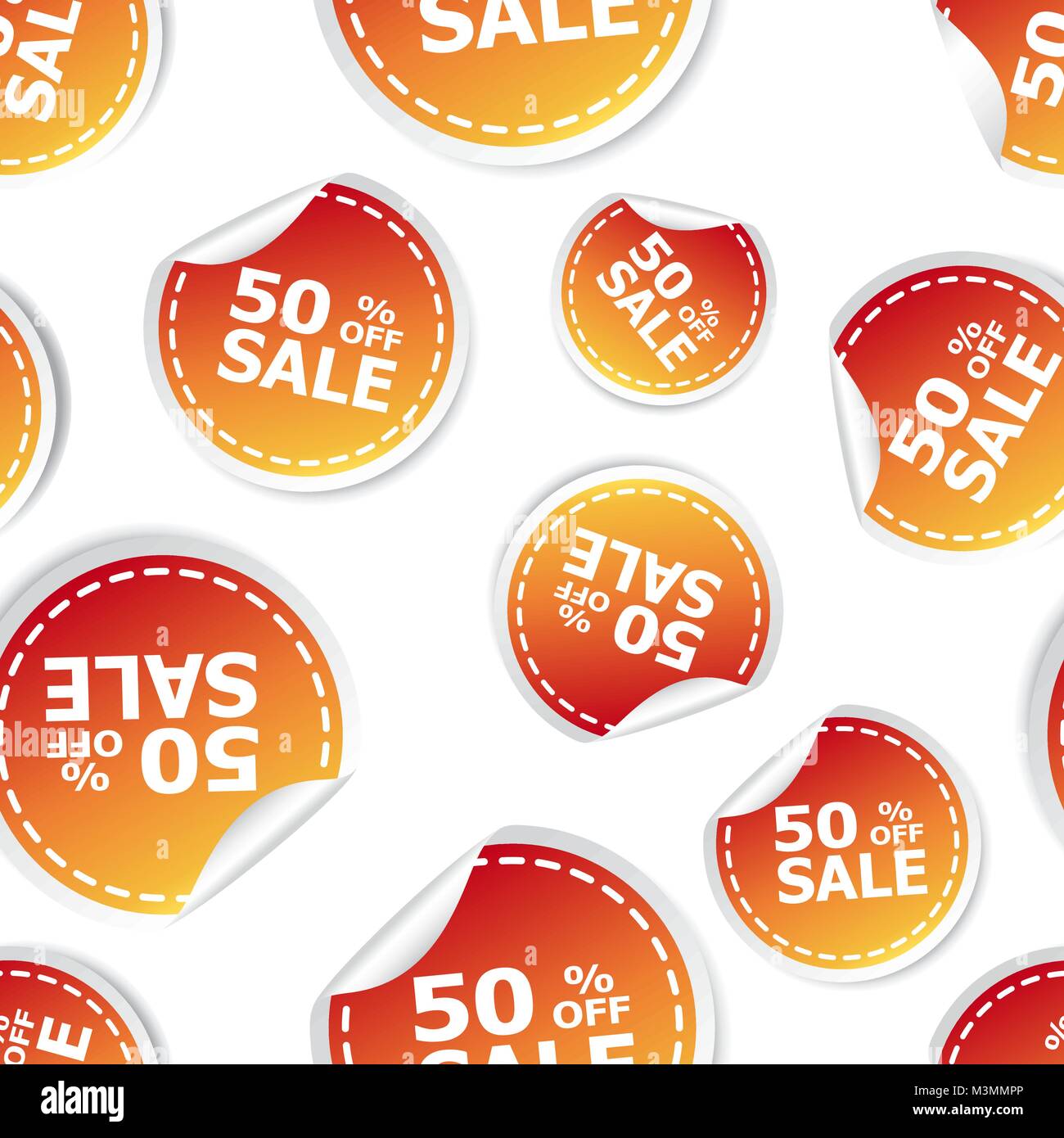 Sale 50% percent off sticker seamless pattern background icon. Business ...