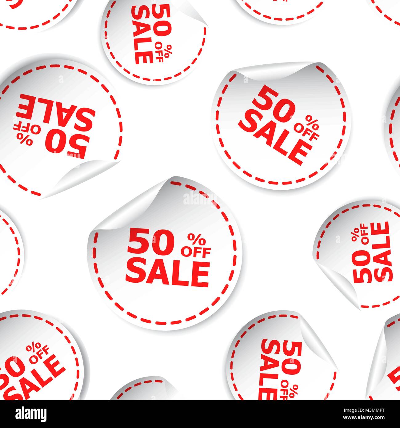 Sale 50% percent off sticker seamless pattern background icon. Business ...