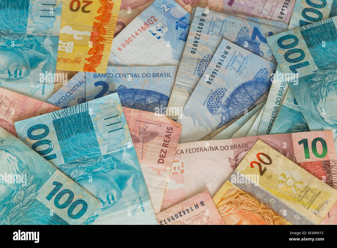 Brazilian money / various denominations of banknotes Stock Photo - Alamy
