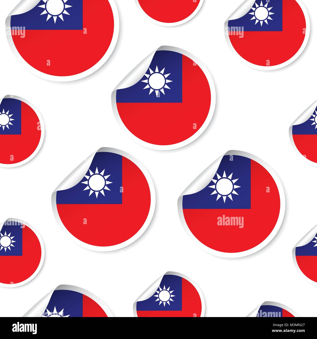 Taiwan flag sticker seamless pattern background. Business concept label ...