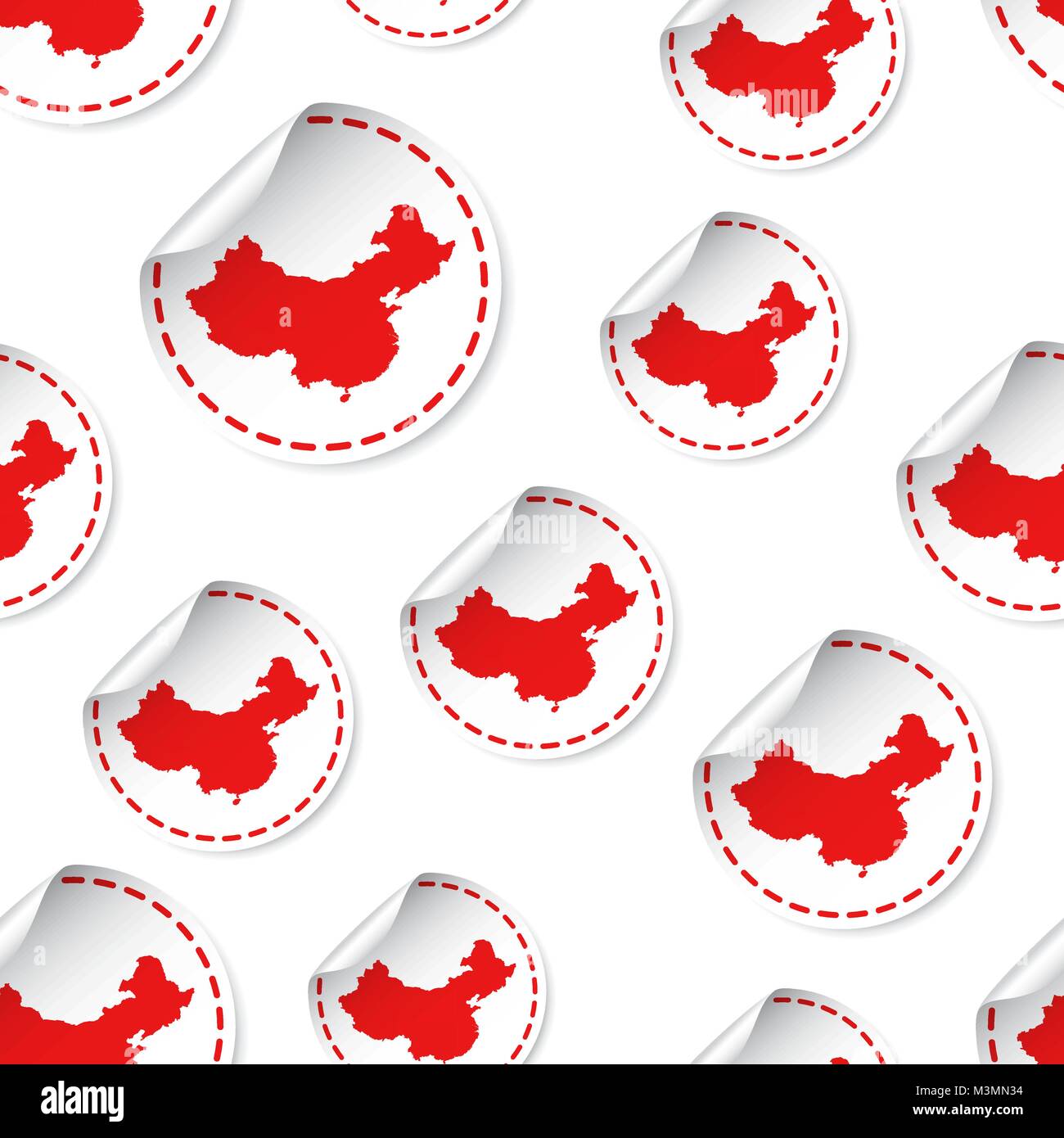 China map sticker seamless pattern background. Business concept label ...
