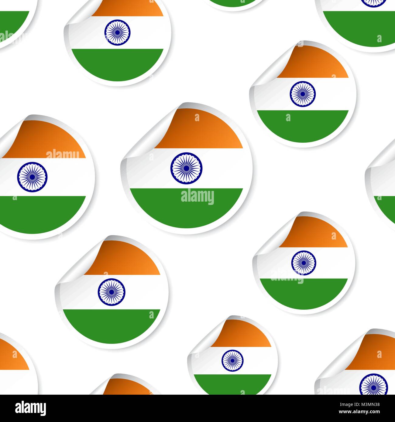India flag sticker seamless pattern background. Business concept label ...