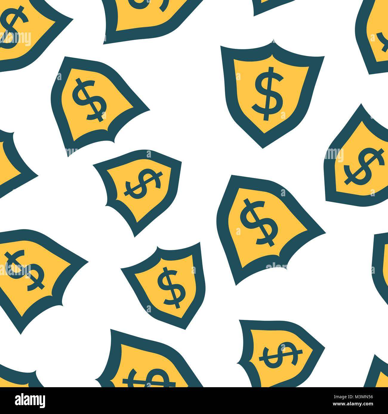 Vector shield with money seamless pattern background icon. Business ...