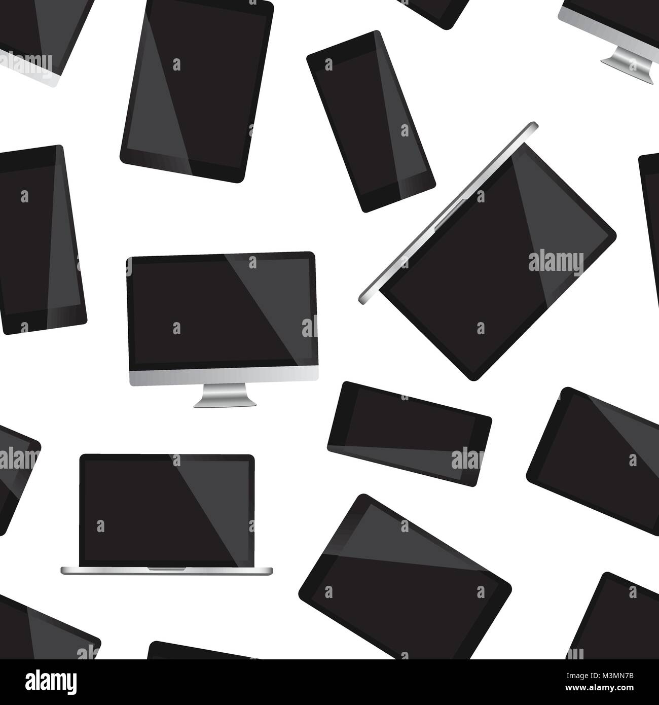 Realistic smartphone, tablet, laptop and desktop computer monitor ...