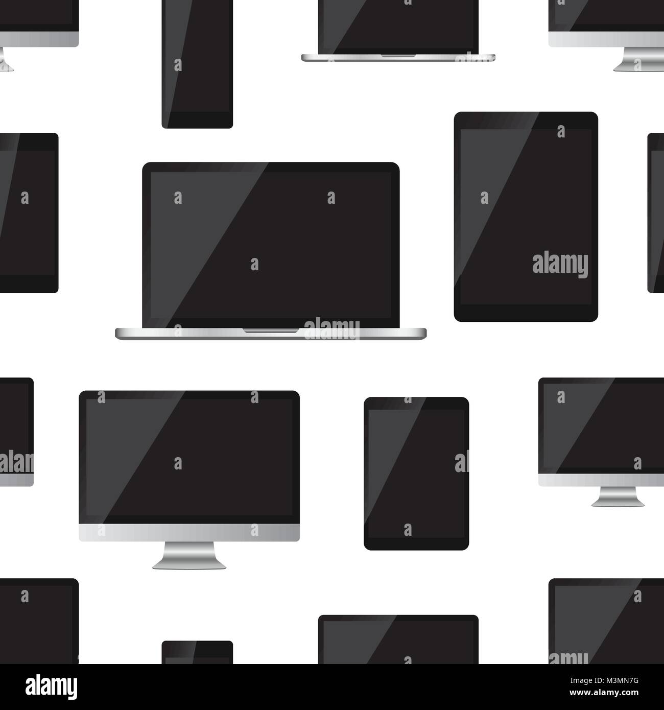 Realistic smartphone, tablet, laptop and desktop computer monitor ...