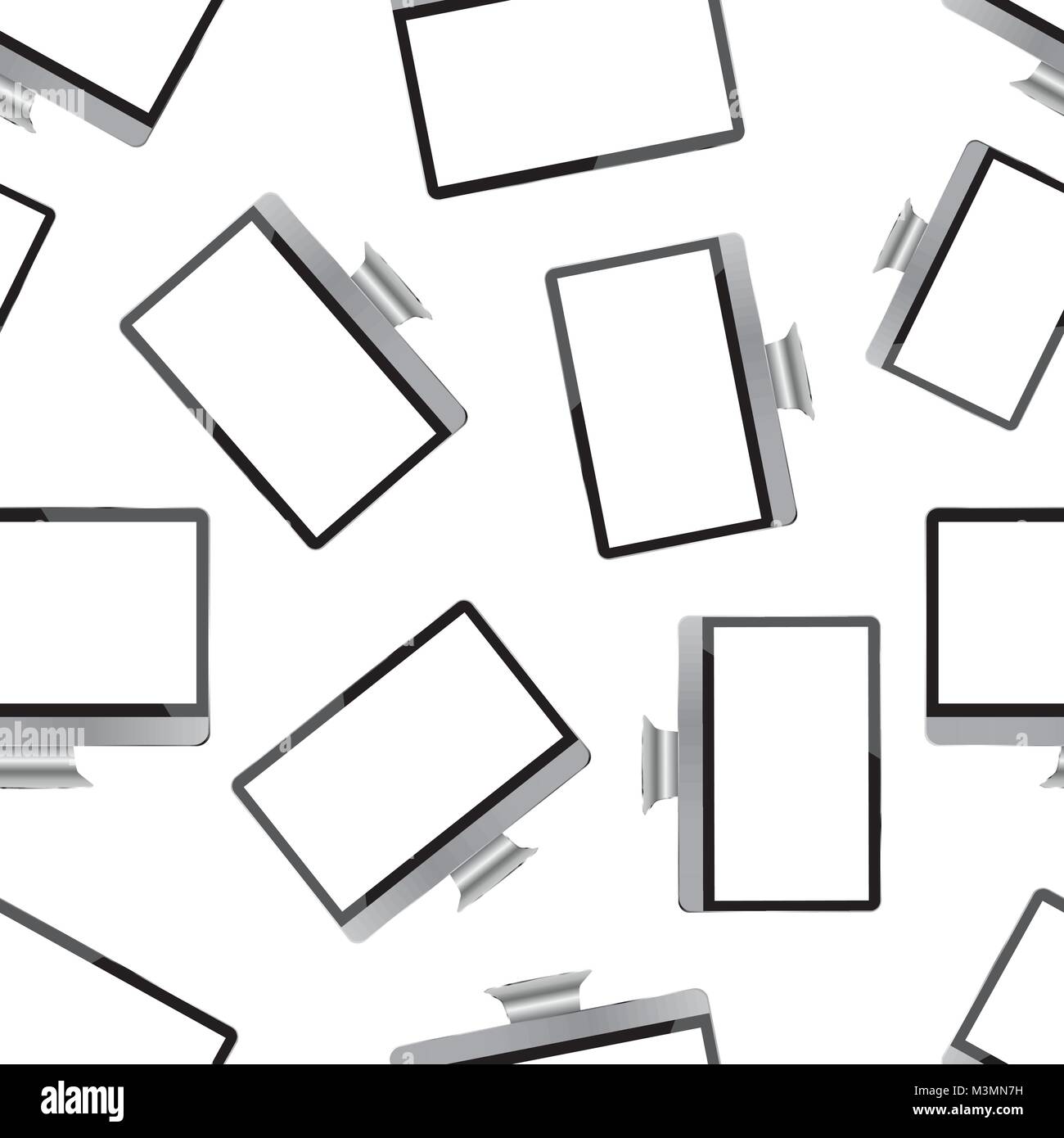 Desktop computer monitor seamless pattern background. Business flat ...