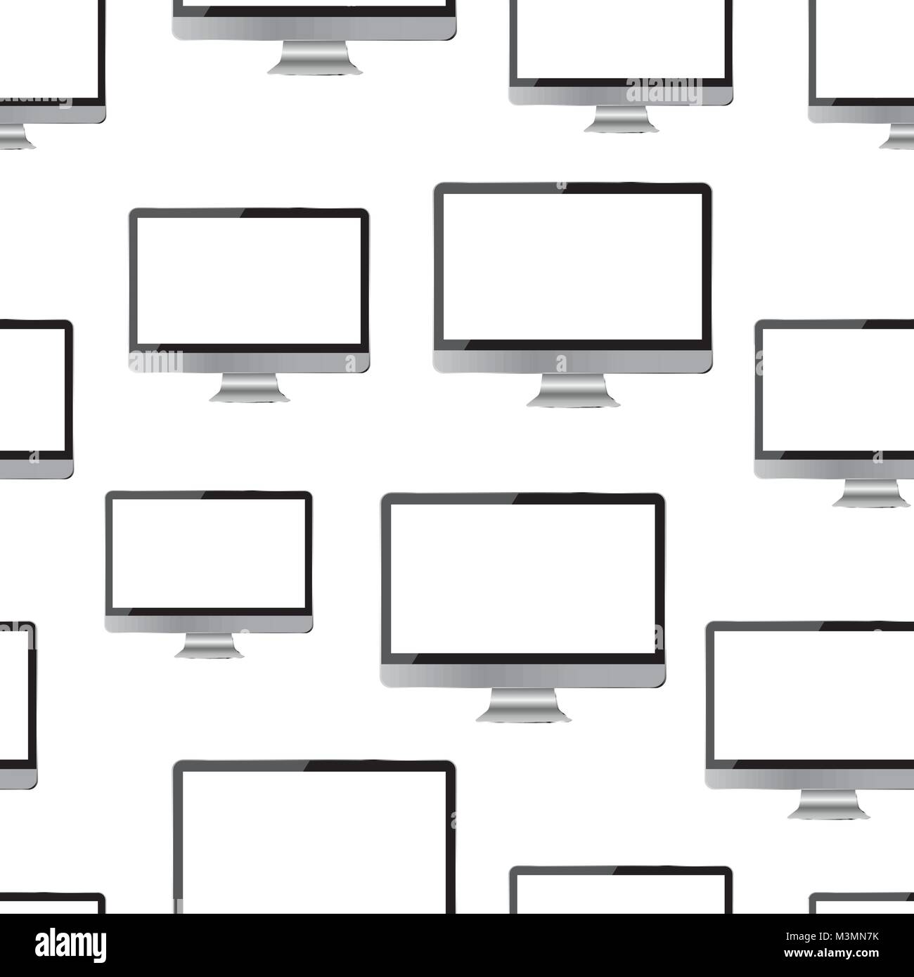 Desktop computer monitor seamless pattern background. Business flat ...