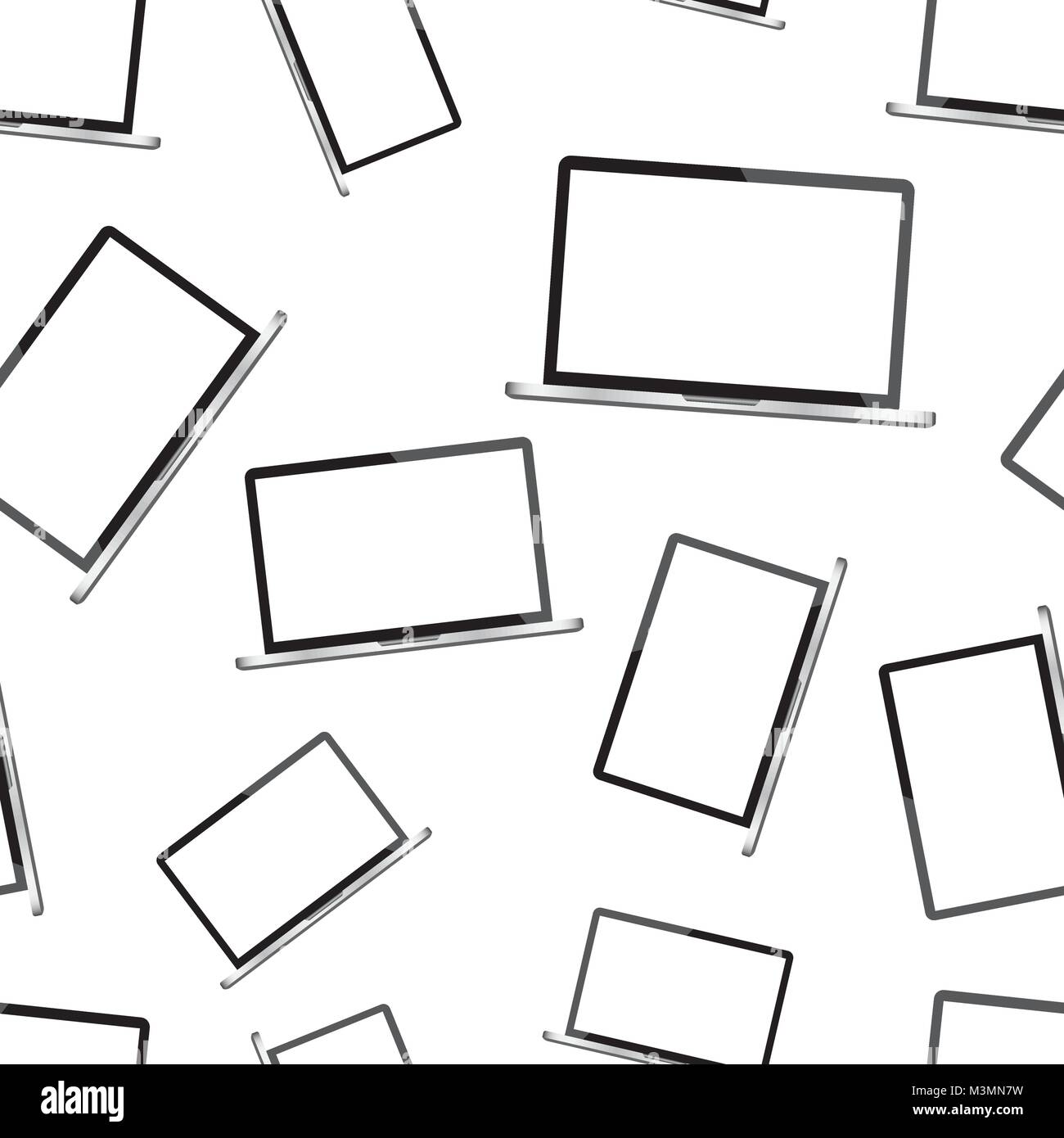 Laptop computer seamless pattern background. Business flat vector ...