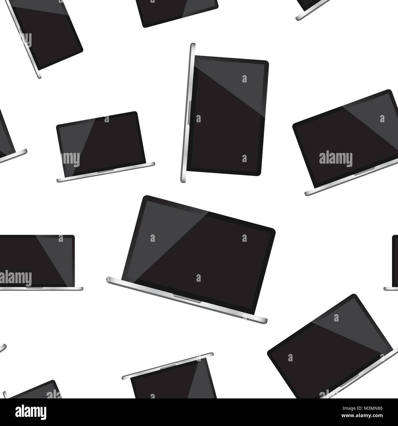 Laptop computer seamless pattern background. Business flat vector ...