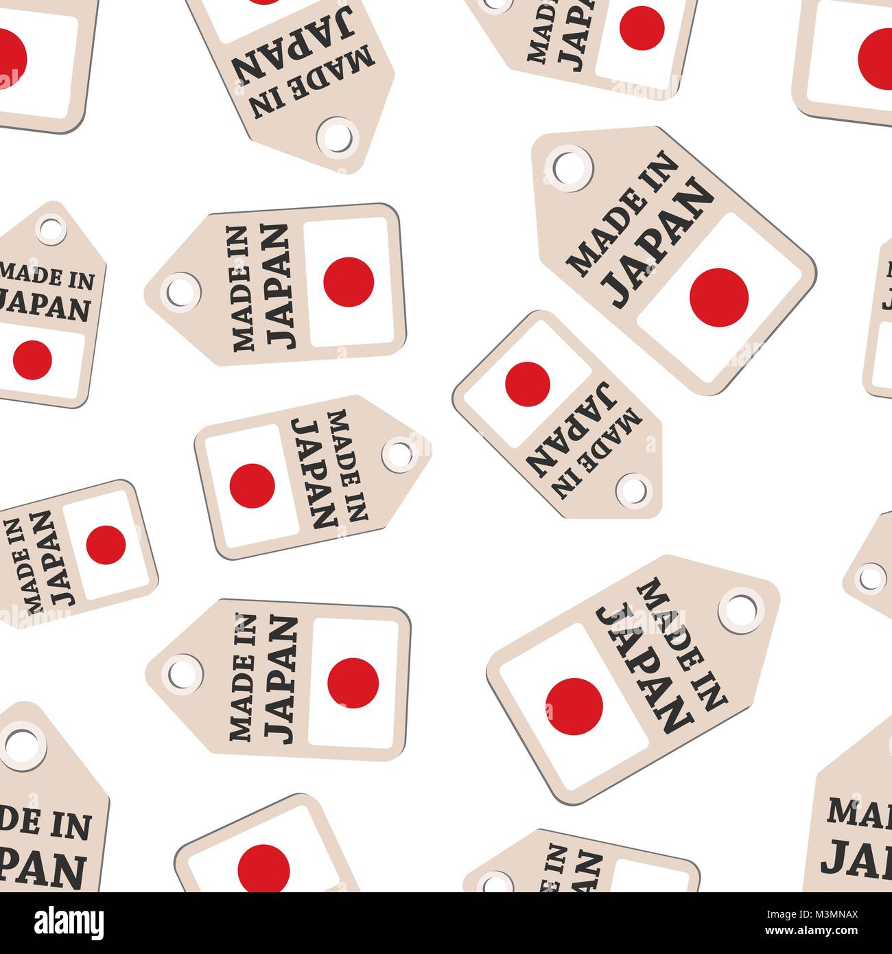 Hang tag made in Japan sticker with flag seamless pattern background ...