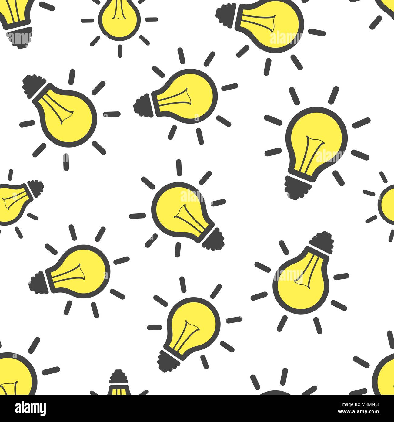 Light bulb seamless pattern background. Business flat vector illustration. Lighting electric ...