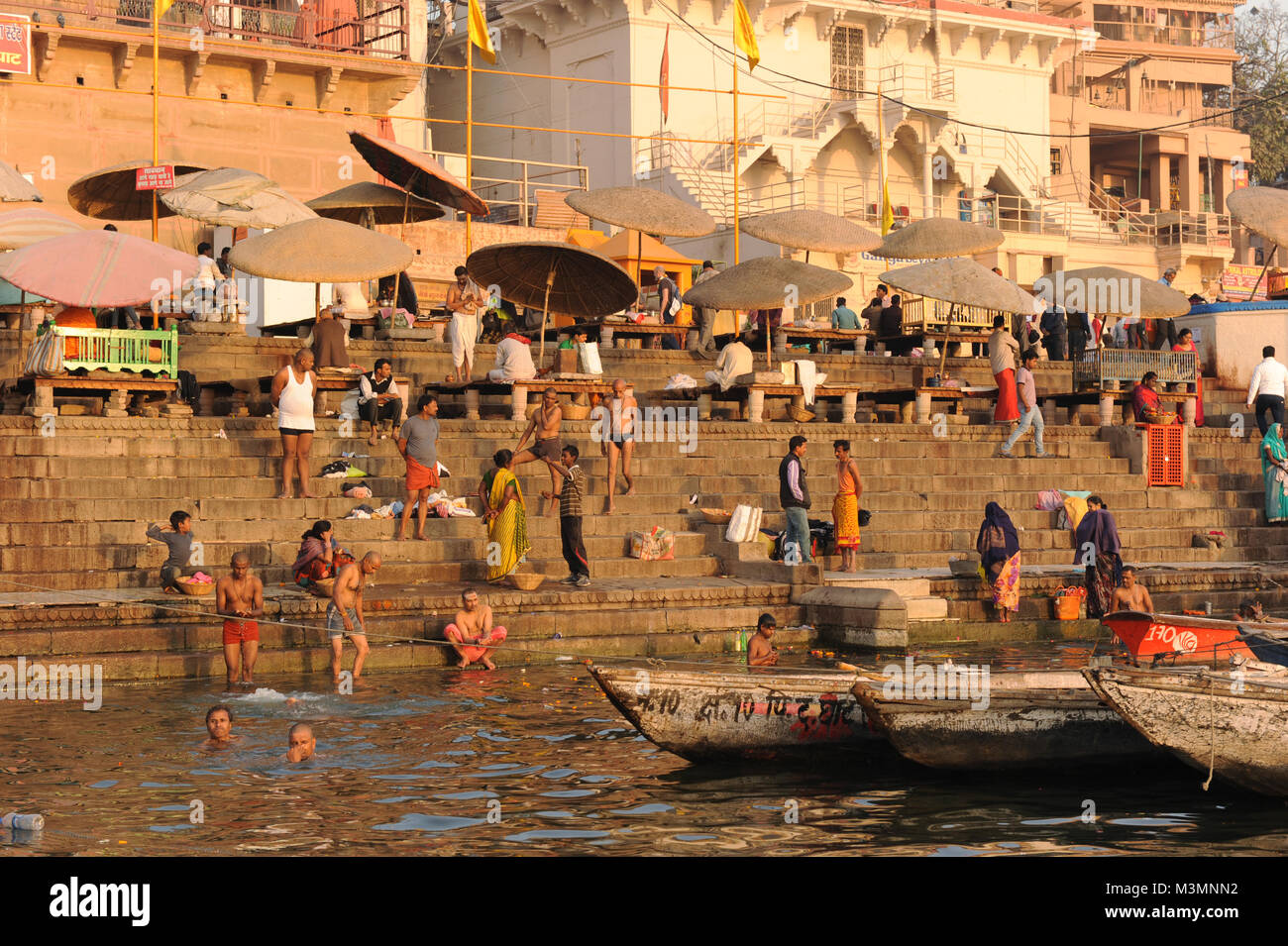 Tourists ghat dashashwamedh varanasi hi-res stock photography and ...