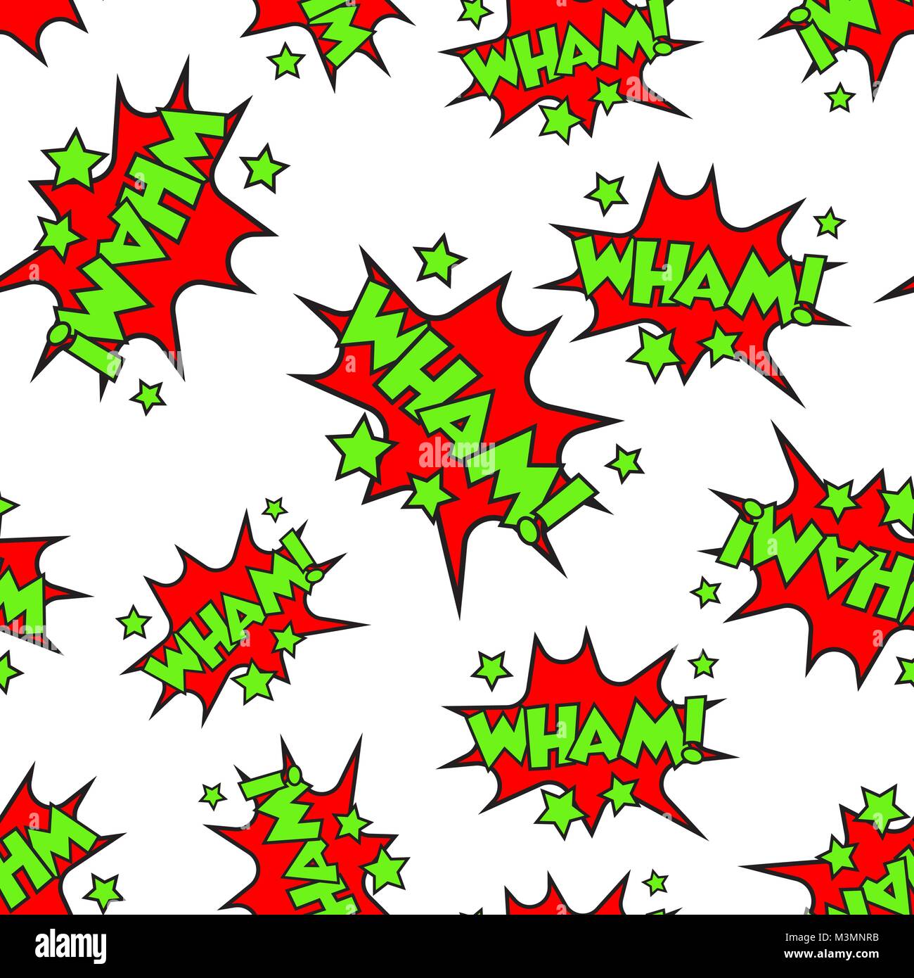 Wham comic sound effects seamless pattern background. Business flat ...