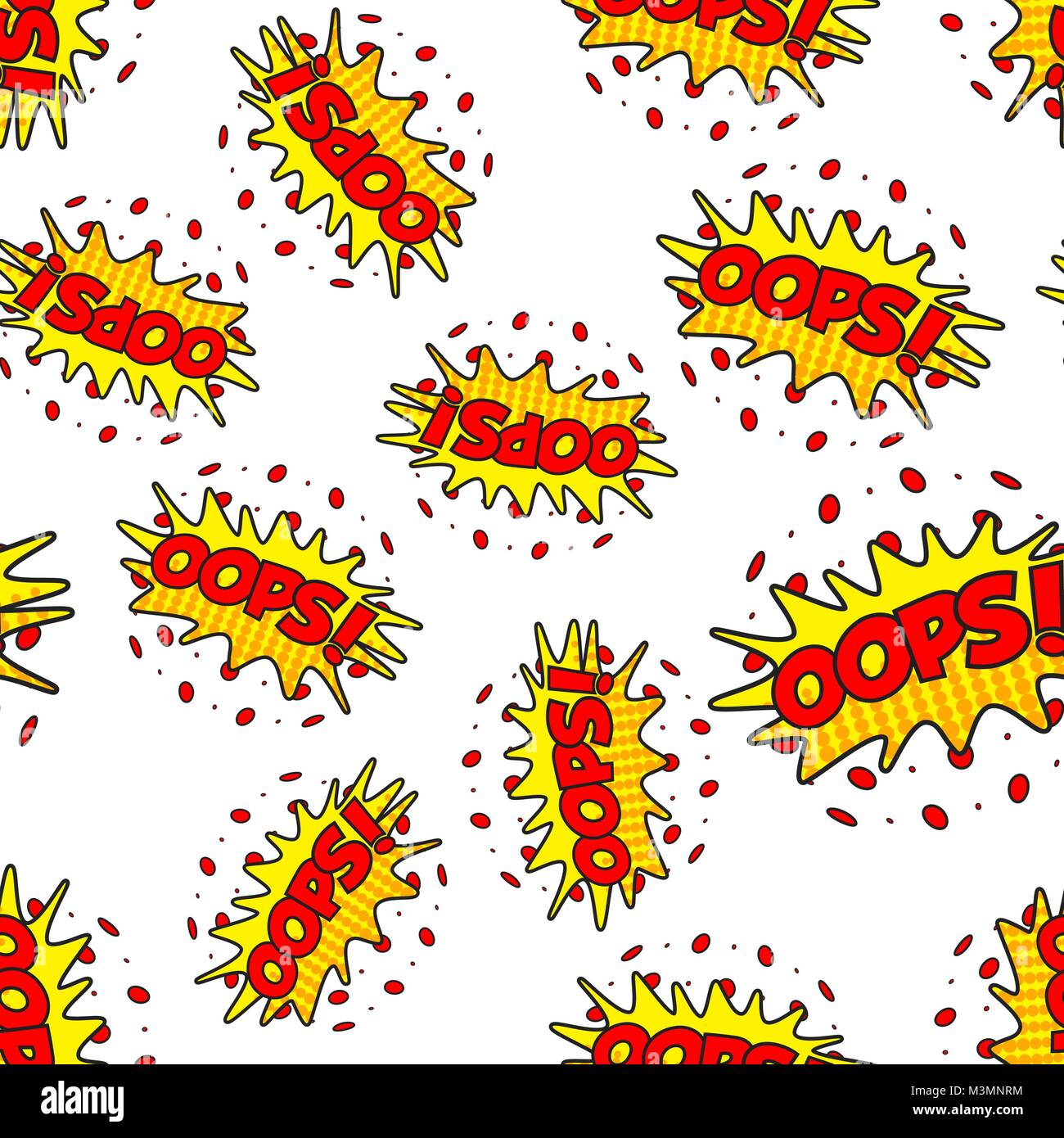 Oops comic sound effects seamless pattern background. Business flat ...