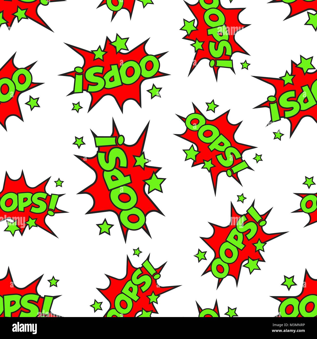 Oops comic sound effects seamless pattern background. Business flat ...