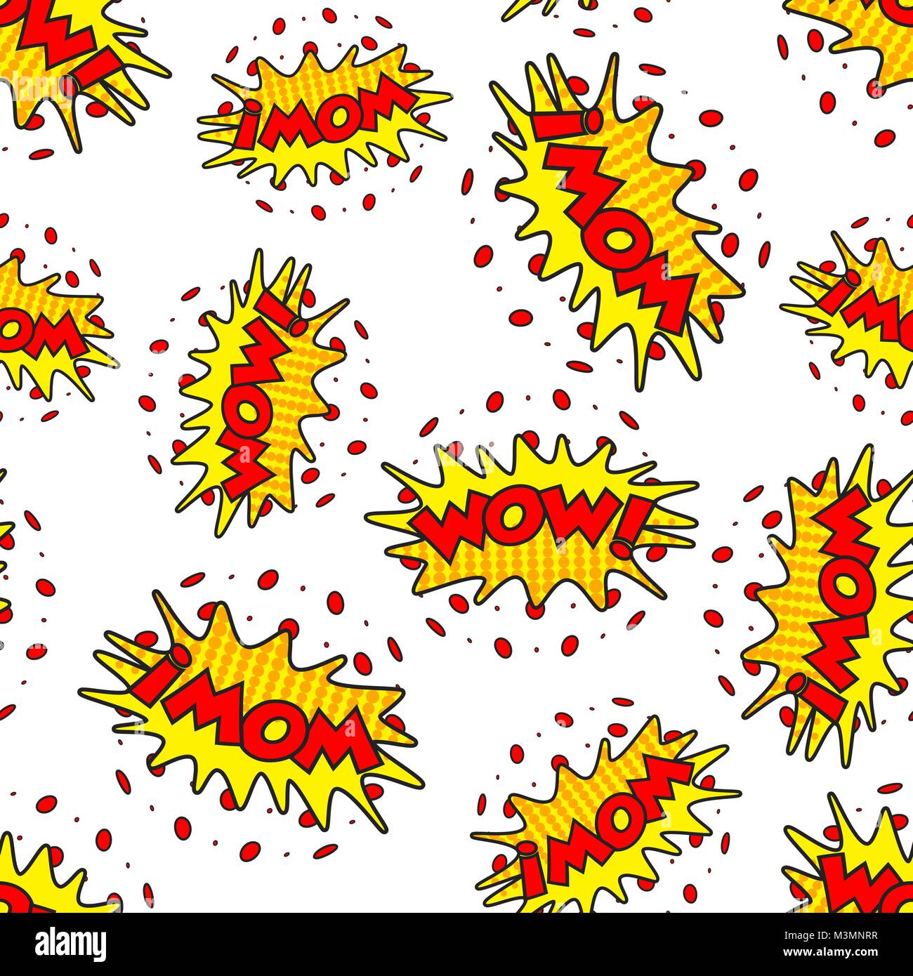 Wow comic sound effects seamless pattern background. Business flat ...