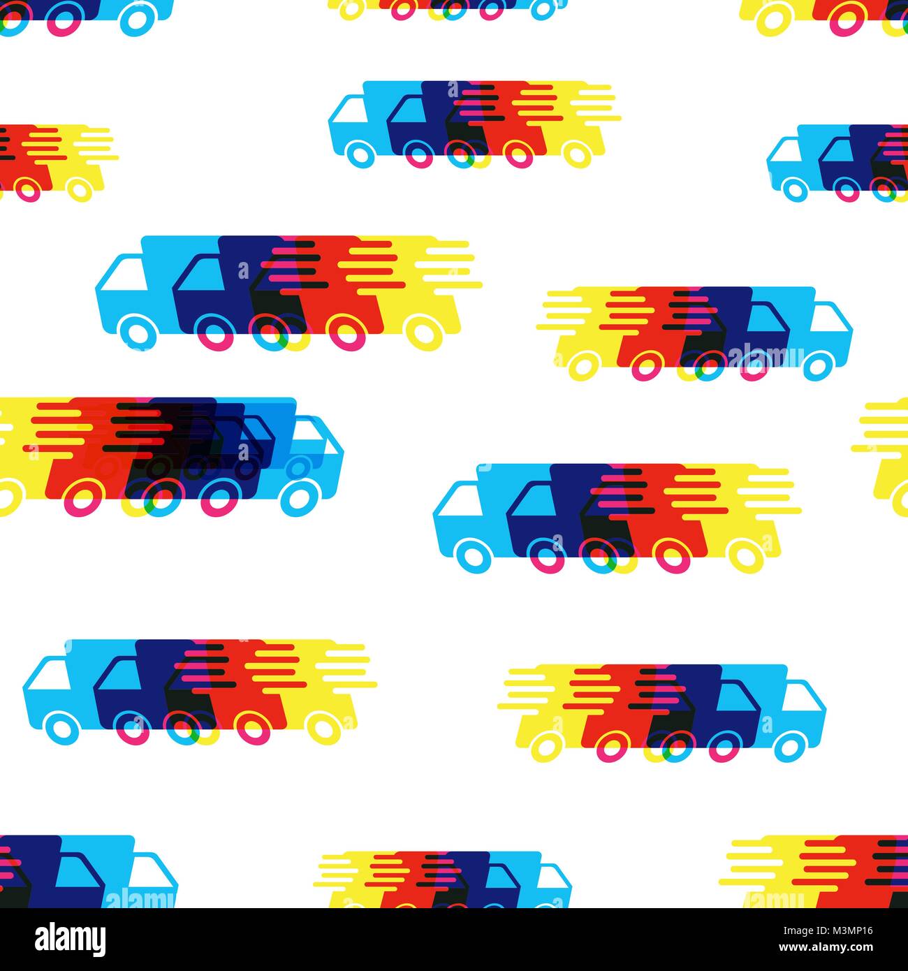 Delivery truck seamless pattern background. Business flat vector ...