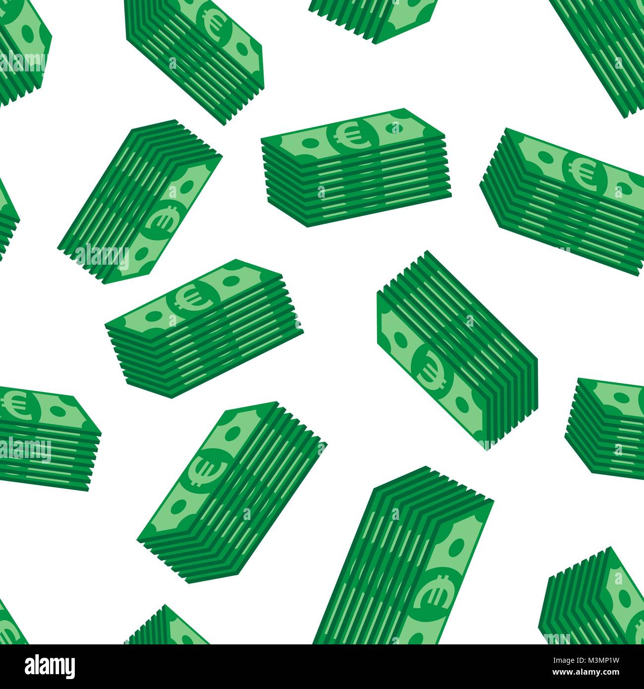 Stacks euro cash seamless pattern background. Business flat vector ...