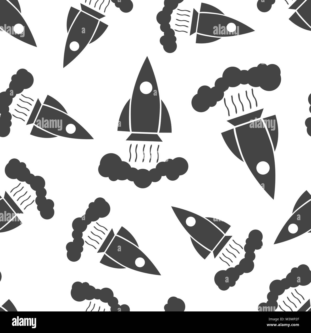Rocket seamless pattern background. Business flat vector illustration. Startup launch concept ...