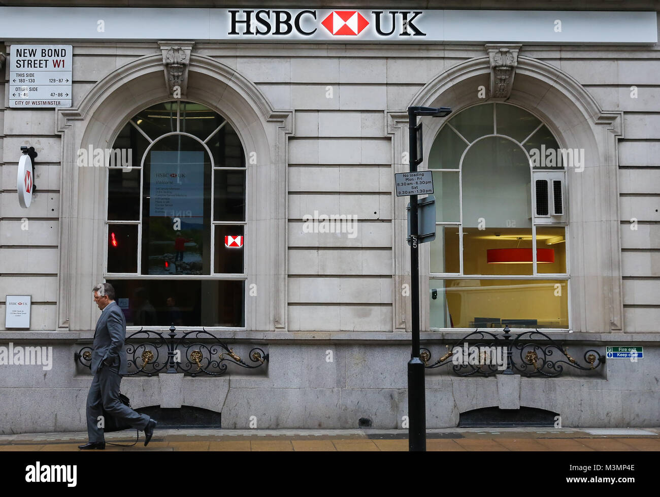 An exterior view of HSBC Bank in Bond Street, London. Featuring ...