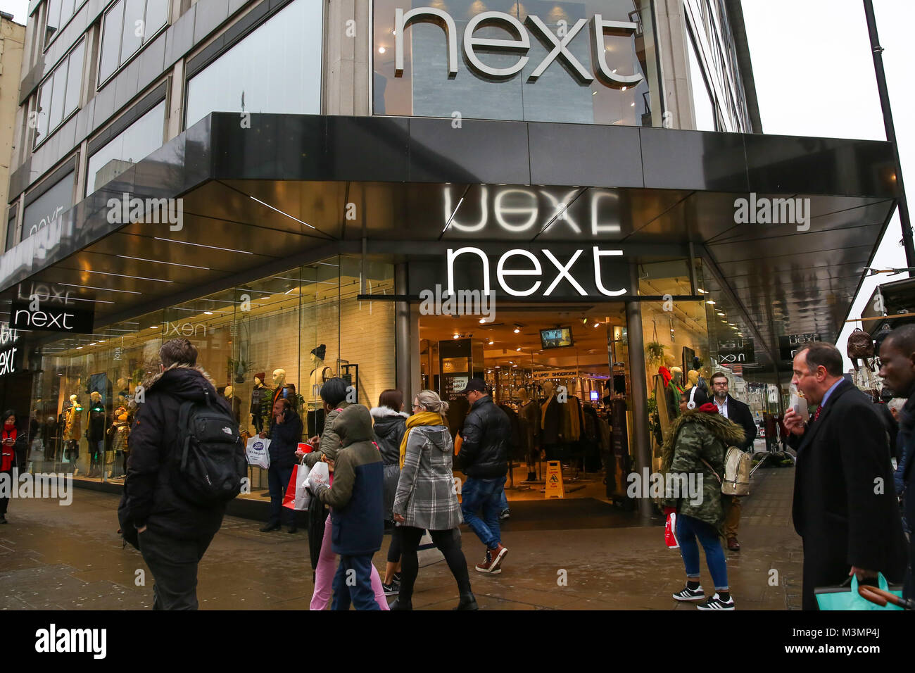 An exterior view of Next store in Oxford Street Featuring: Atmosphere ...