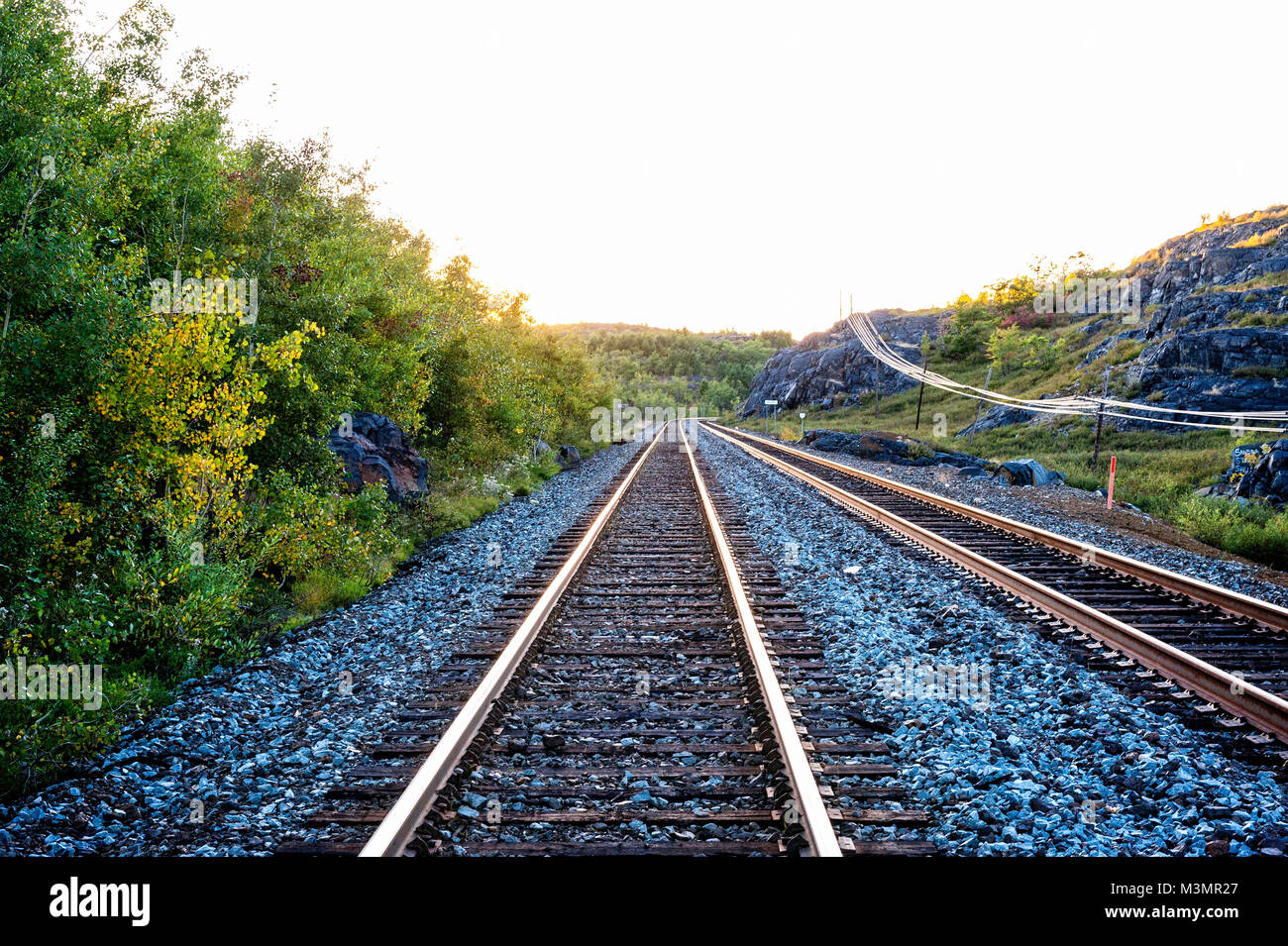 The train tracks heading west out of Sudbury, Ontario Stock Photo - Alamy