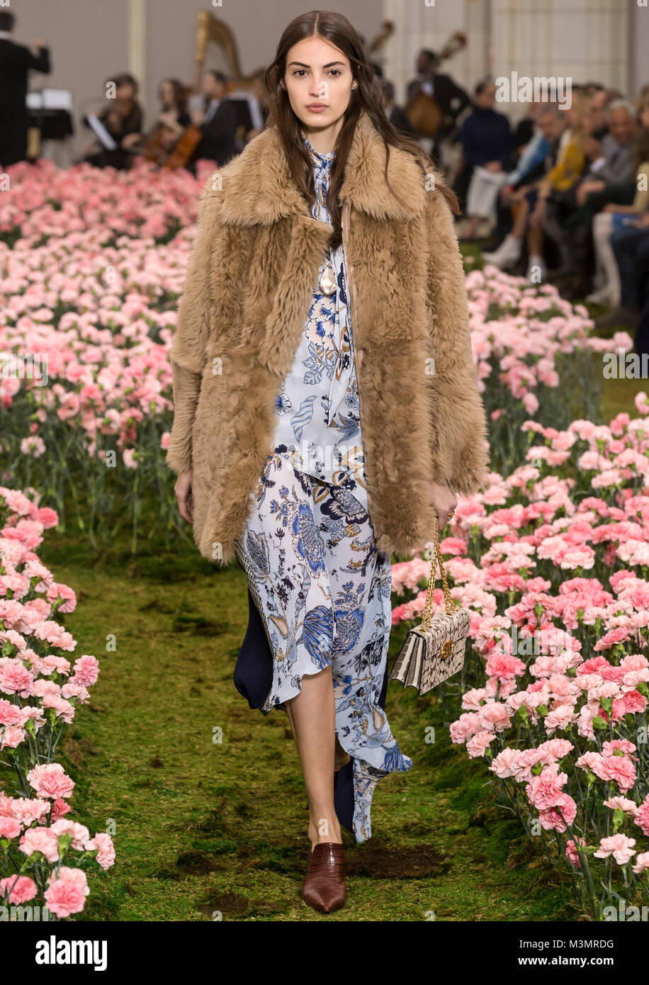 NEW YORK, NY - February 09, 2018: Camille Hurel walks the runway at the ...