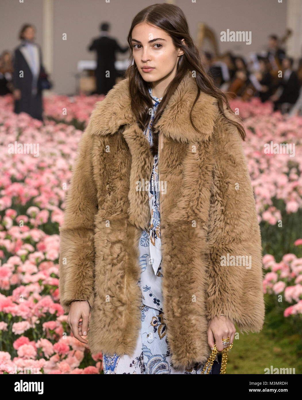 NEW YORK, NY - February 09, 2018: Camille Hurel walks the runway at the ...