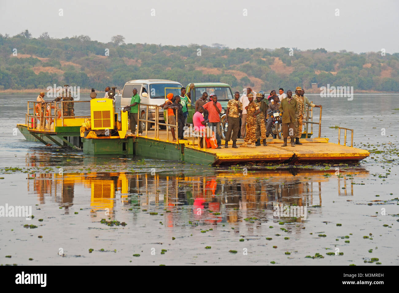 Ferry across Victoria Nile in Murchison Falls National Park in Uganda ...