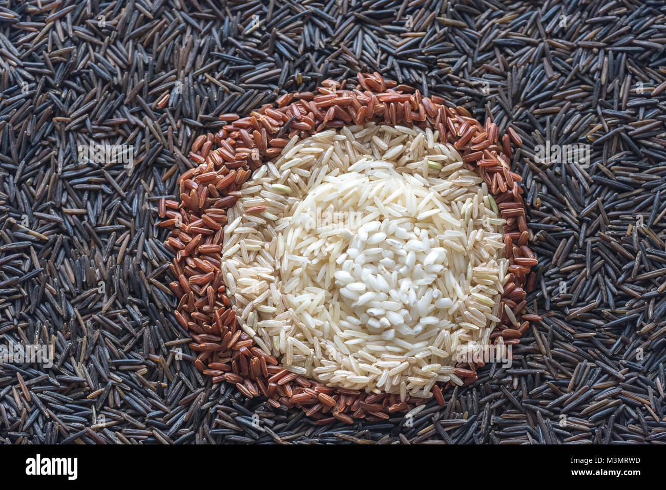 Different kinds of rice: top view Stock Photo - Alamy