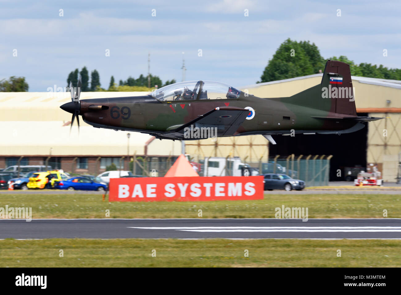 Slovenian Air Force Pilatus PC-9M ground attack aircraft taking off at ...