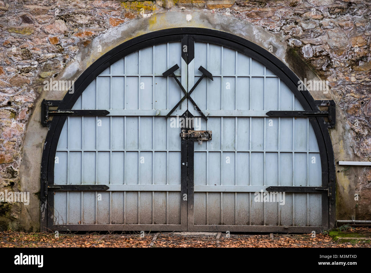Mine entrance, gate, visitor's mine Grube Fortuna, Solms, Germany Stock ...