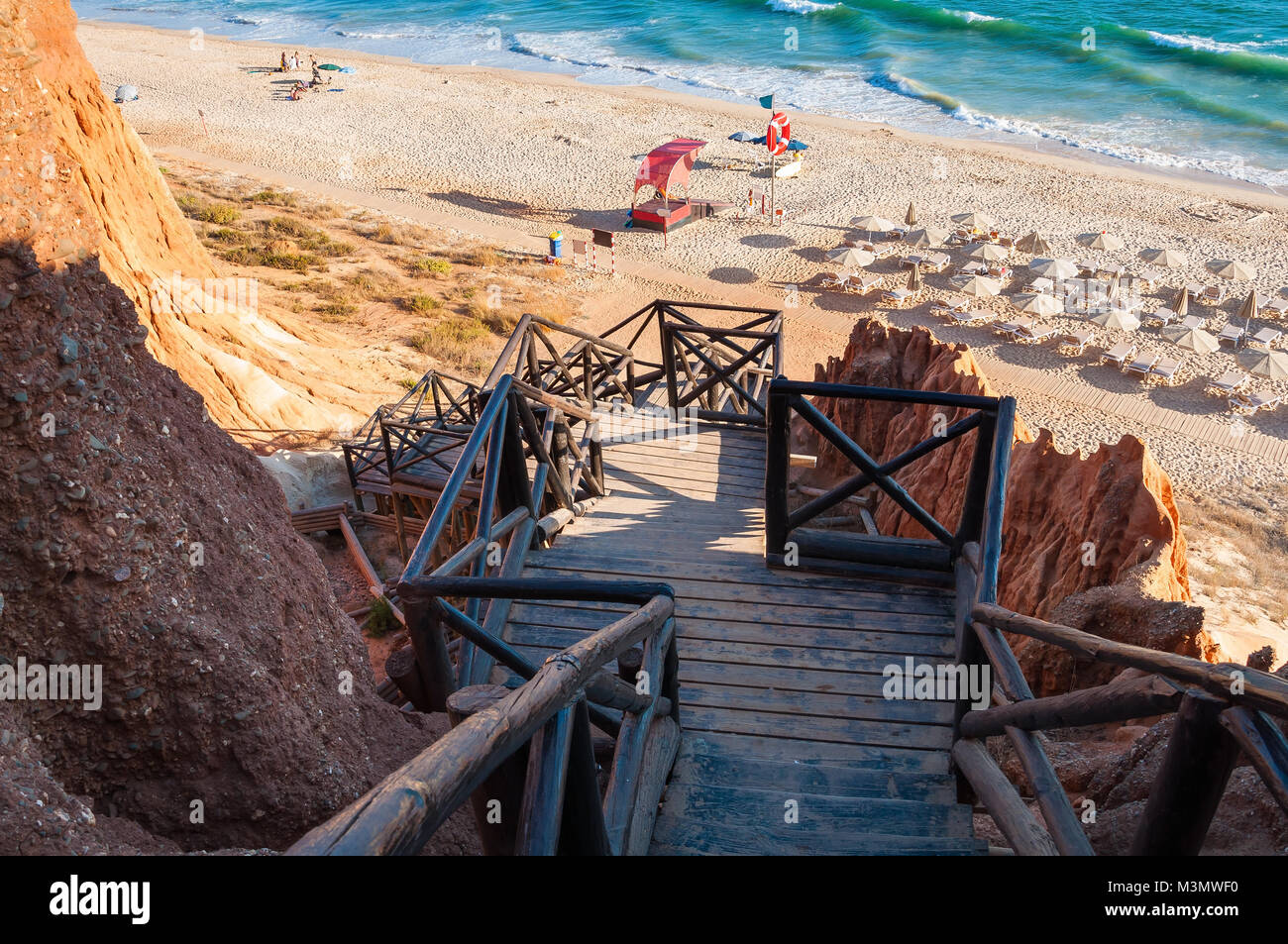Wooden stairs to Falesia Beach, Algarve, Portugal Stock Photo - Alamy