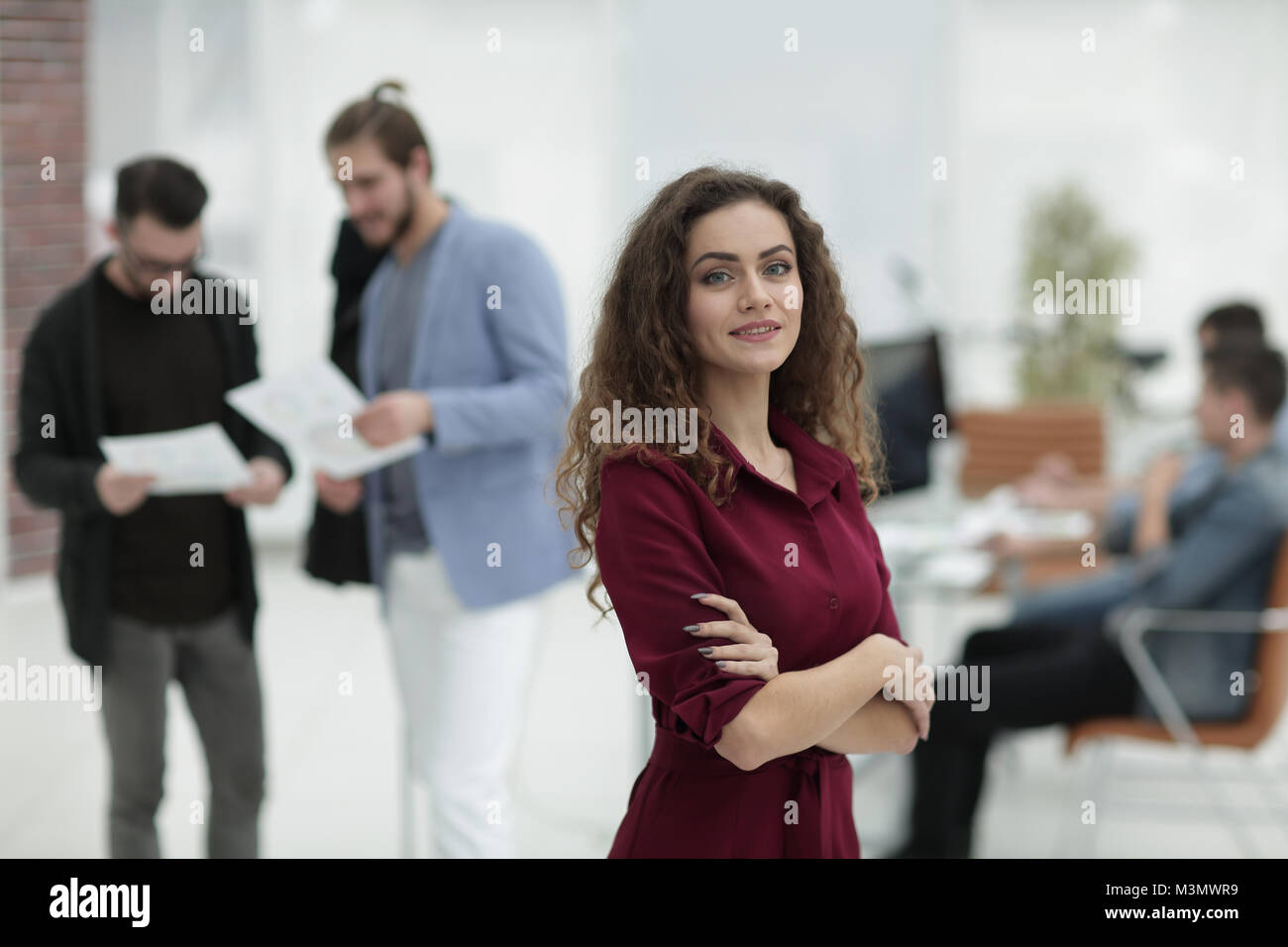 Fashion model standing designer clothing smiling hi-res stock ...