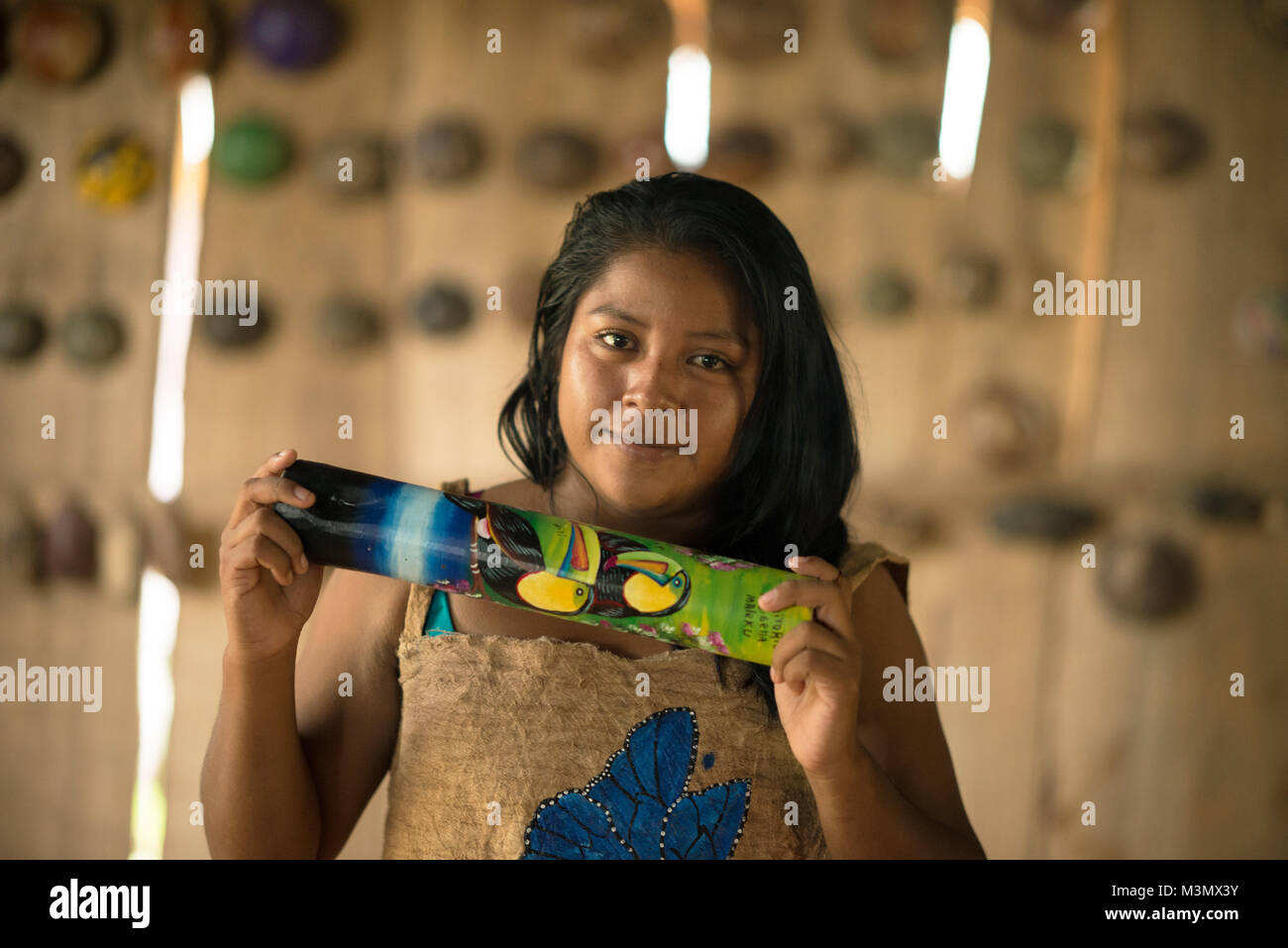 A young Maleku girl takes part in a re-enactment of an ancient ritual ...